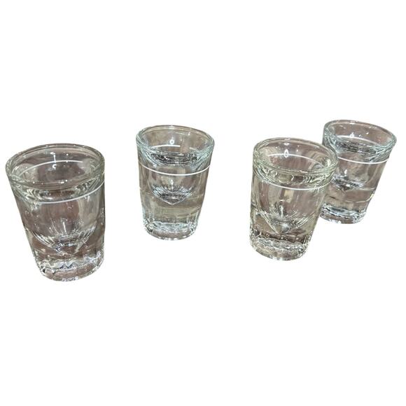 Libbey | Dining | 4 Libbey Fluted Shot Glasses 3 Heavy Thick Beveled ...